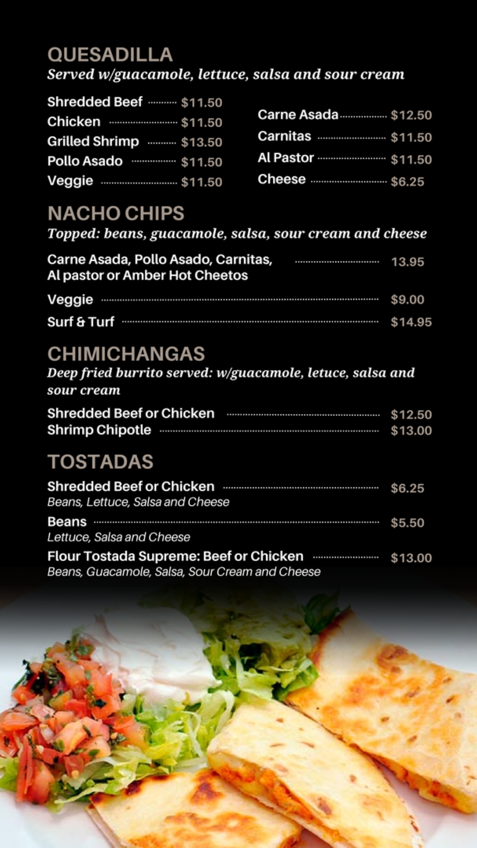 Menu – Valentine's Mexican Food