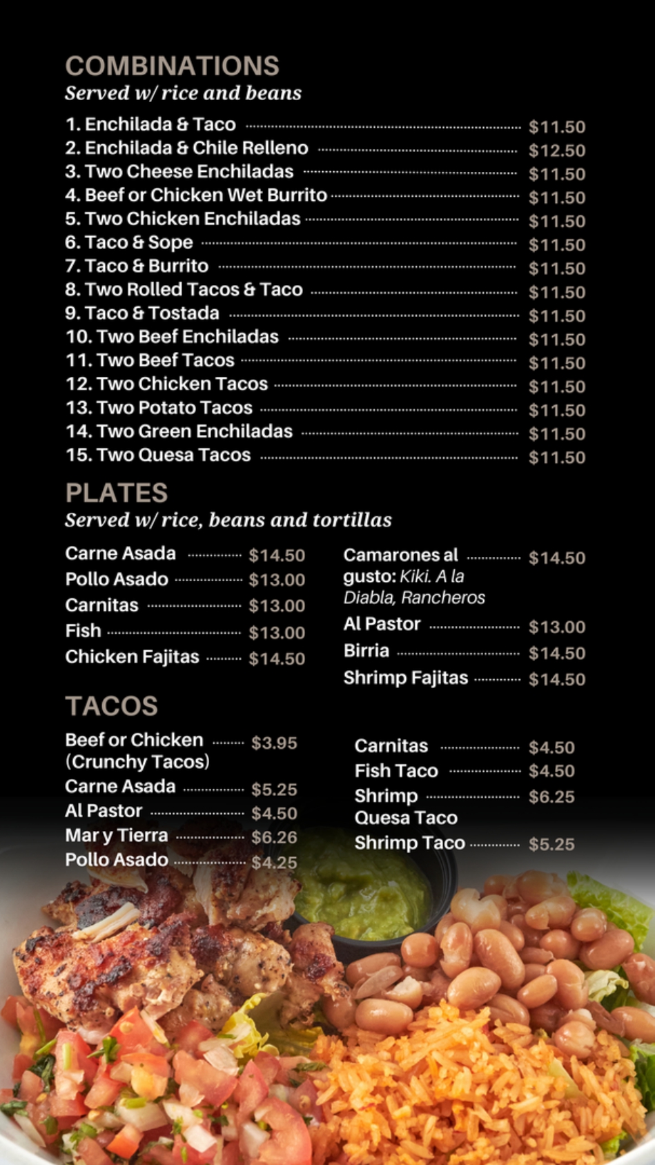 Menu – Valentine's Mexican Food