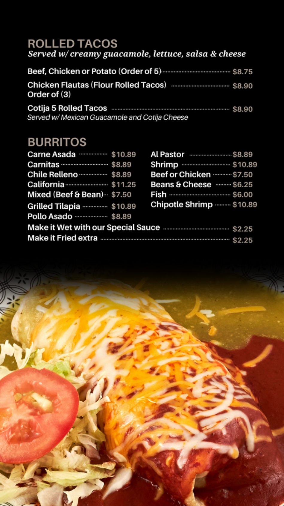 Menu – Valentine's Mexican Food
